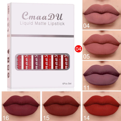 6 Boxes Of Matte Non-stick Cup Waterproof Lipstick Long Lasting Lip Gl ...